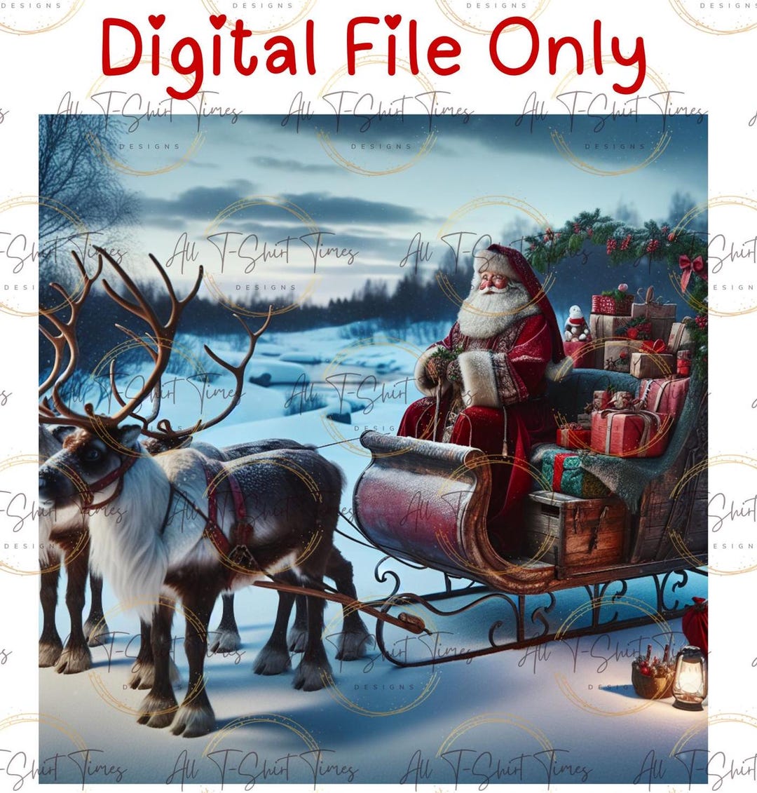 Santa Sleigh Christmas PNG Clip Art (digital Download) - Etsy