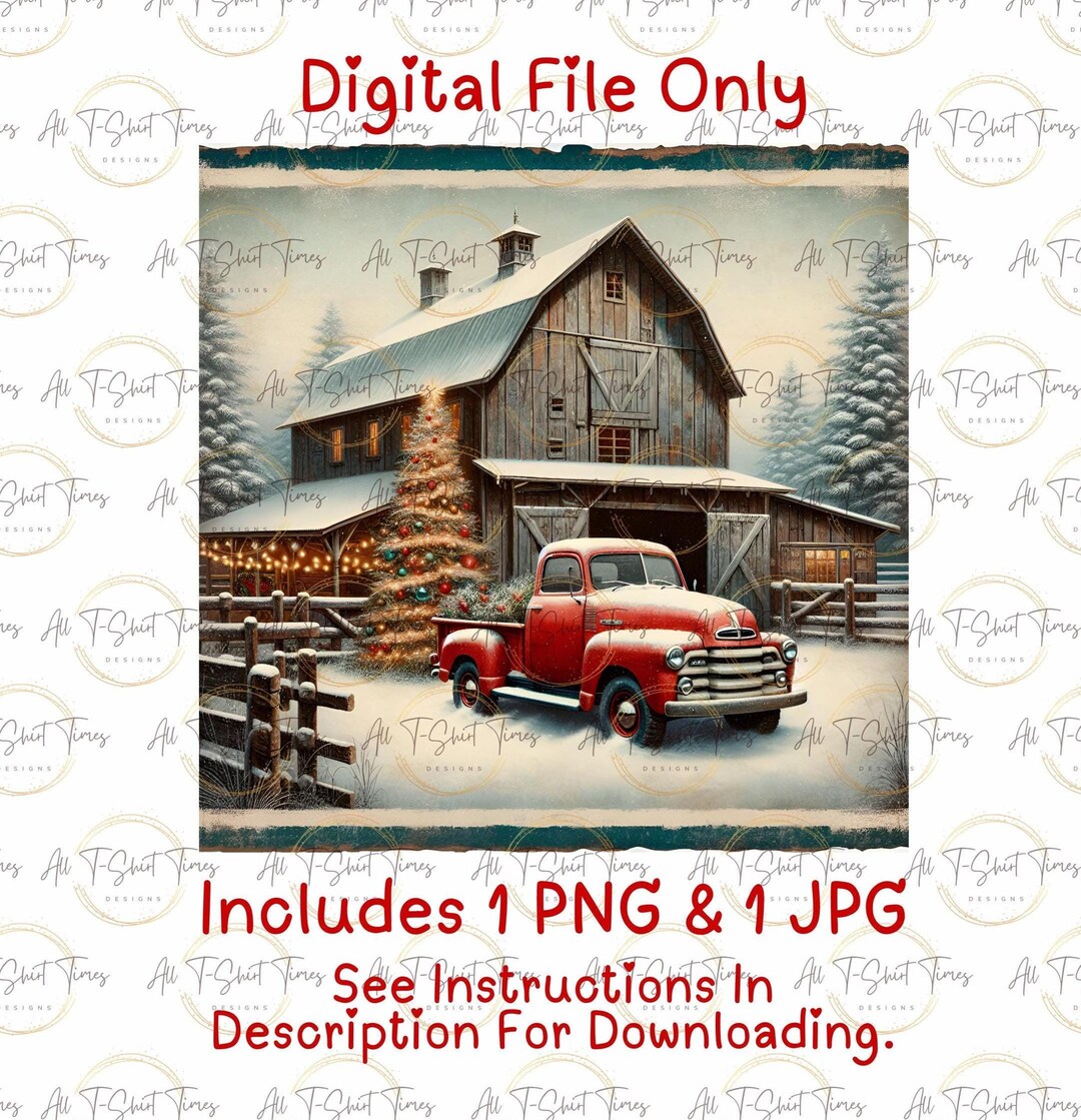 Rustic Christmas Farm Truck PNG: Holiday Barn Art (digital PNG) - Etsy