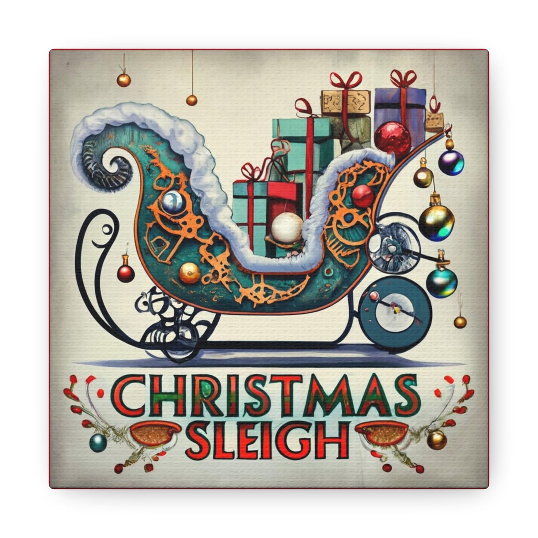 Christmas Decor, Santa's Sleigh, Christmas Art, Santa, Christmas Sleigh ...