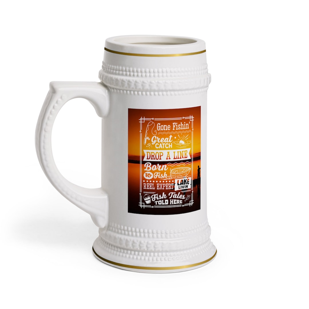 Personalized Fishing Beer Stein, Fisherman Gift for Dad, Father's Day ...