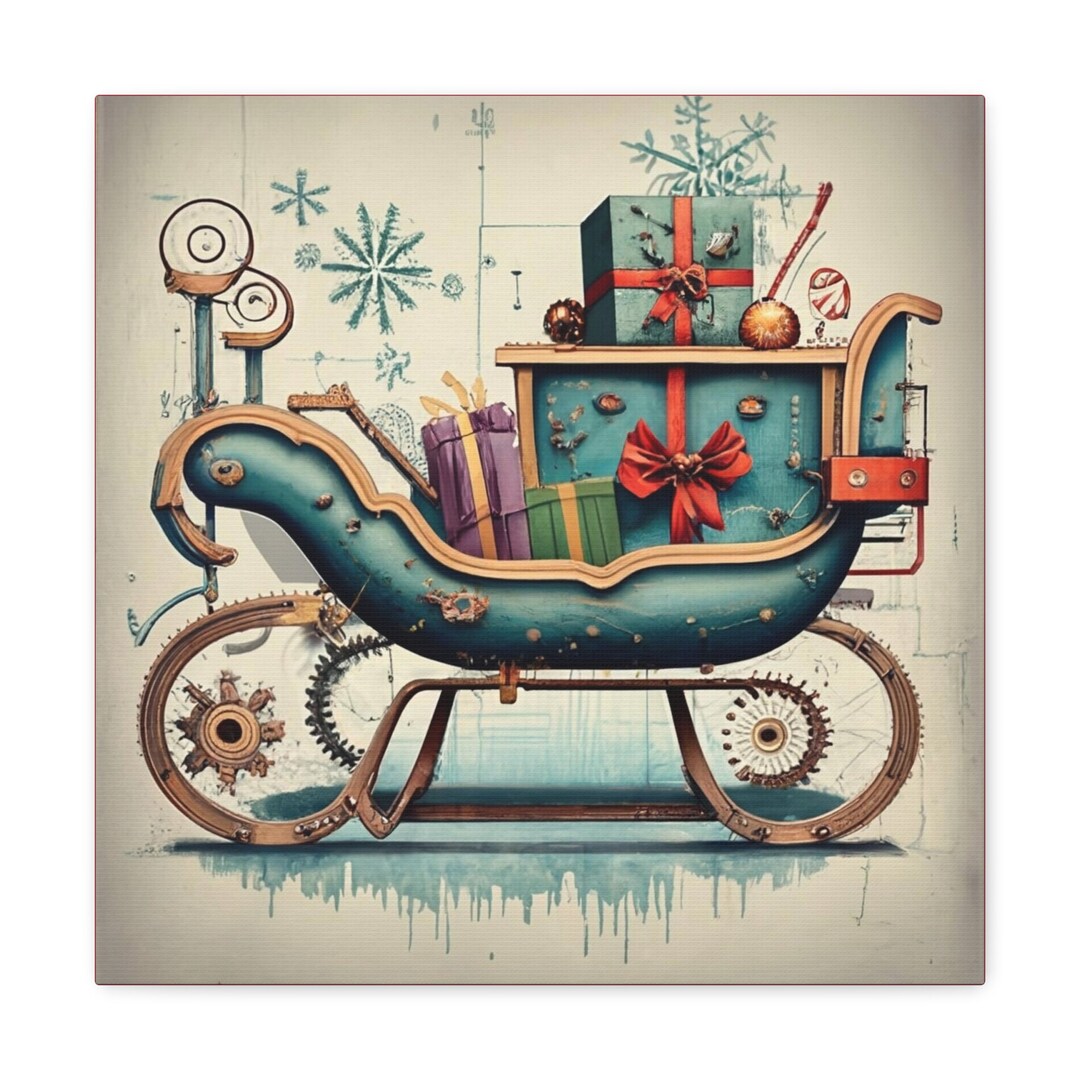 Christmas Decor, Santa's Sleigh, Christmas Art, Santa, Christmas Sleigh ...