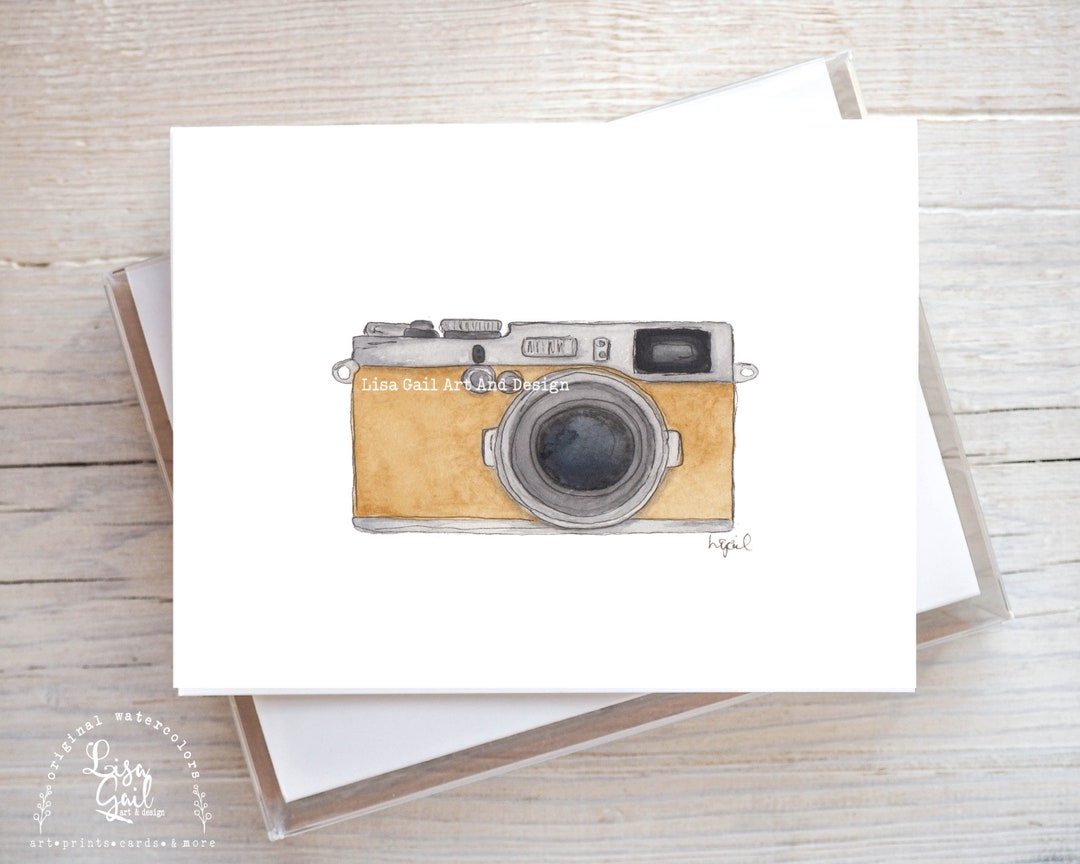 Vintage Camera Watercolor Note Cards, Camera Note Cards, Vintage Camera ...
