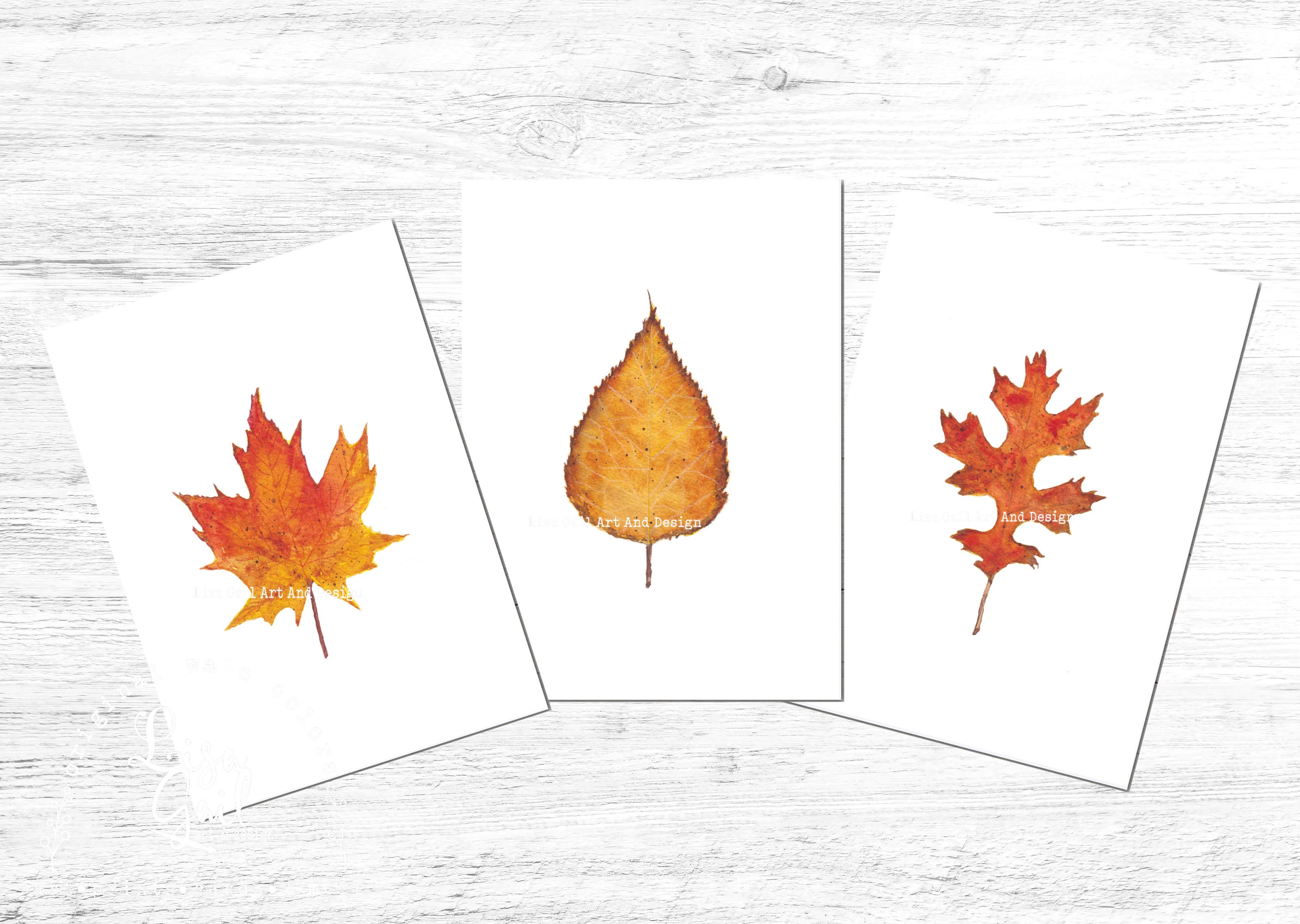 Fall Leaves Watercolor Card Set, Fall Leaves Note Cards, Autumn Leaves ...