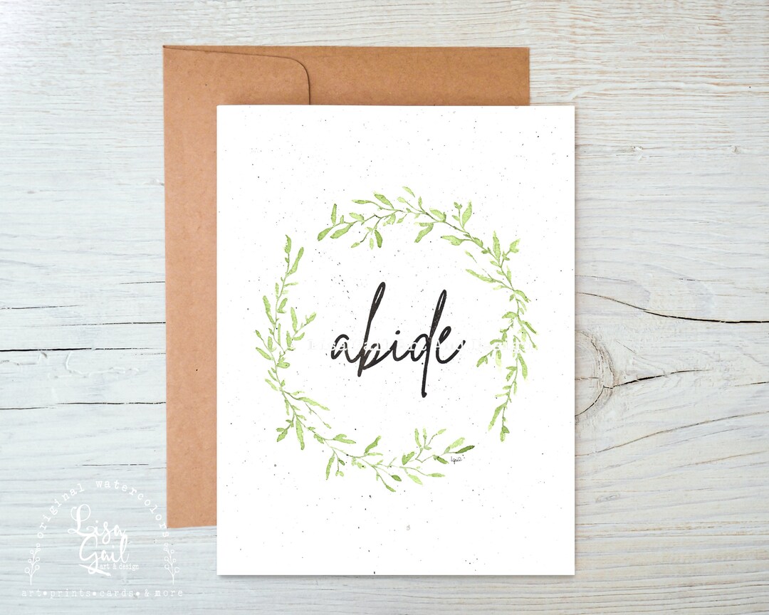 Abide Note Card, Abide Christian Note Card, Watercolor Christian Cards ...