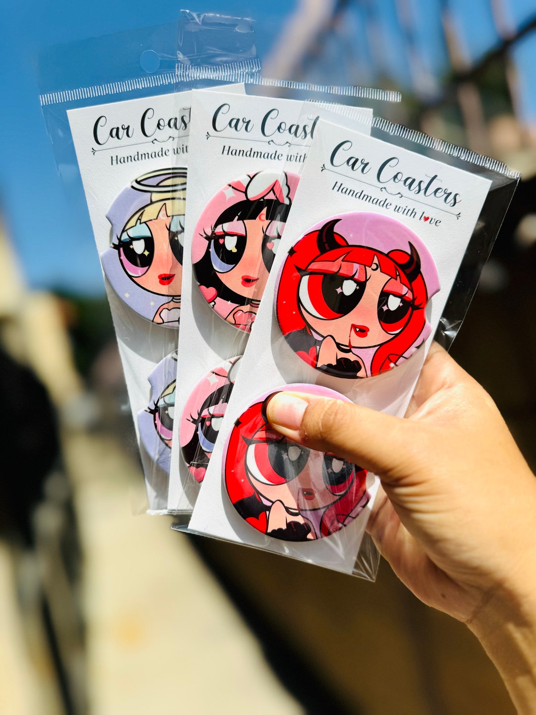 Power Buff Girls Ceramic Car Coasters “2.5” - Etsy