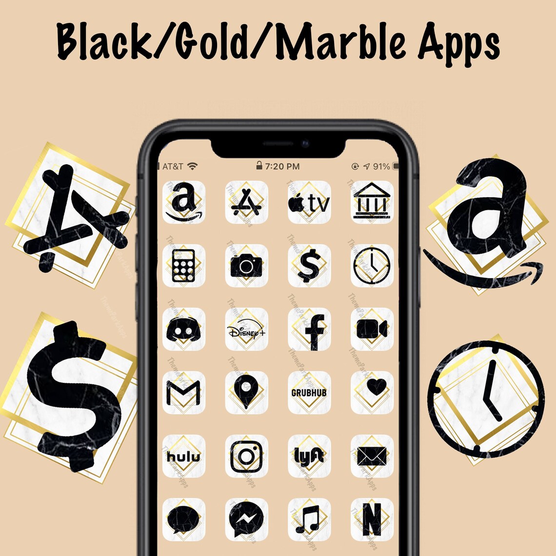 Gold and Marble iPhone Icons - Etsy