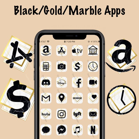Gold and Marble Iphone Icons - Etsy