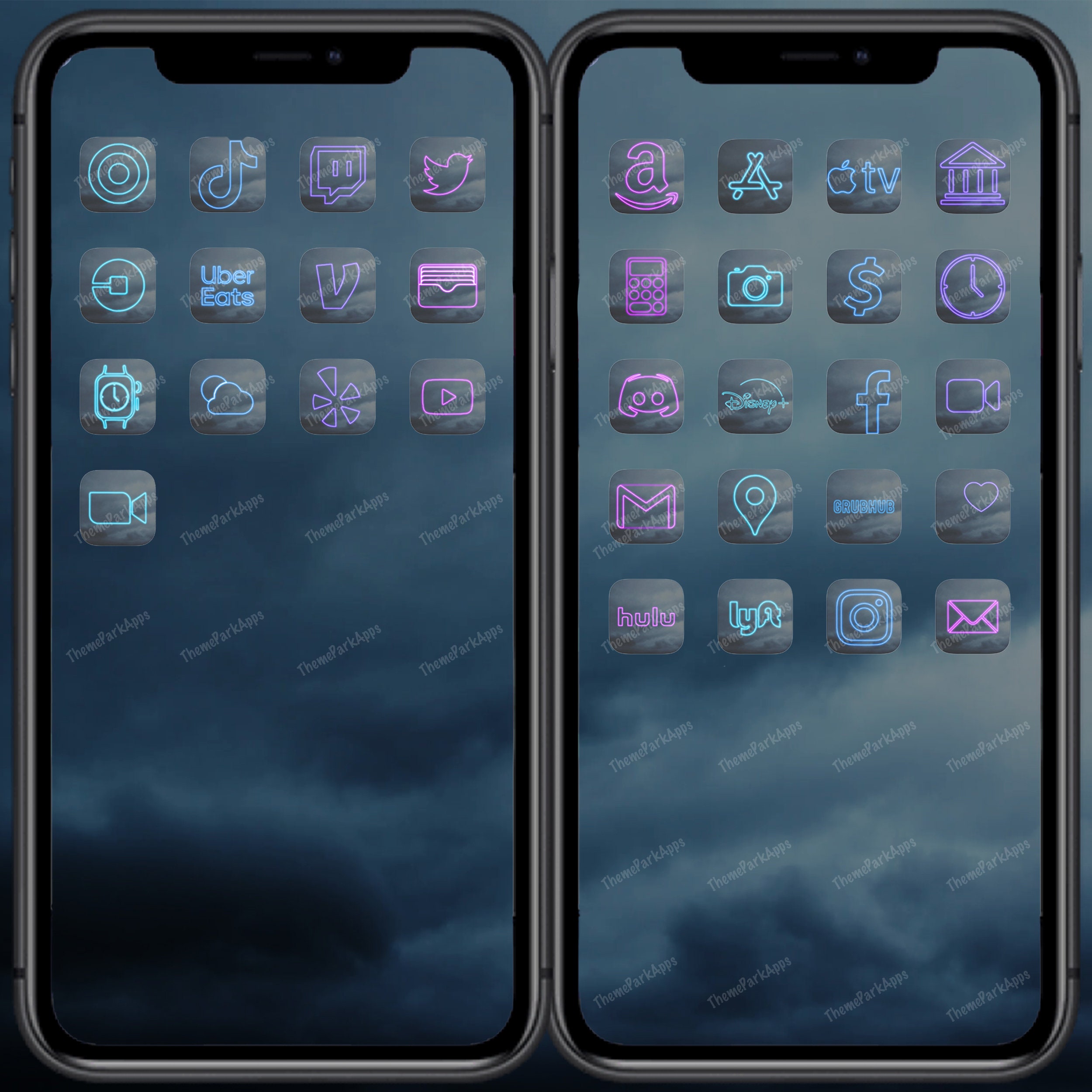 Foggy Neon Theme for Ios 14 - Etsy