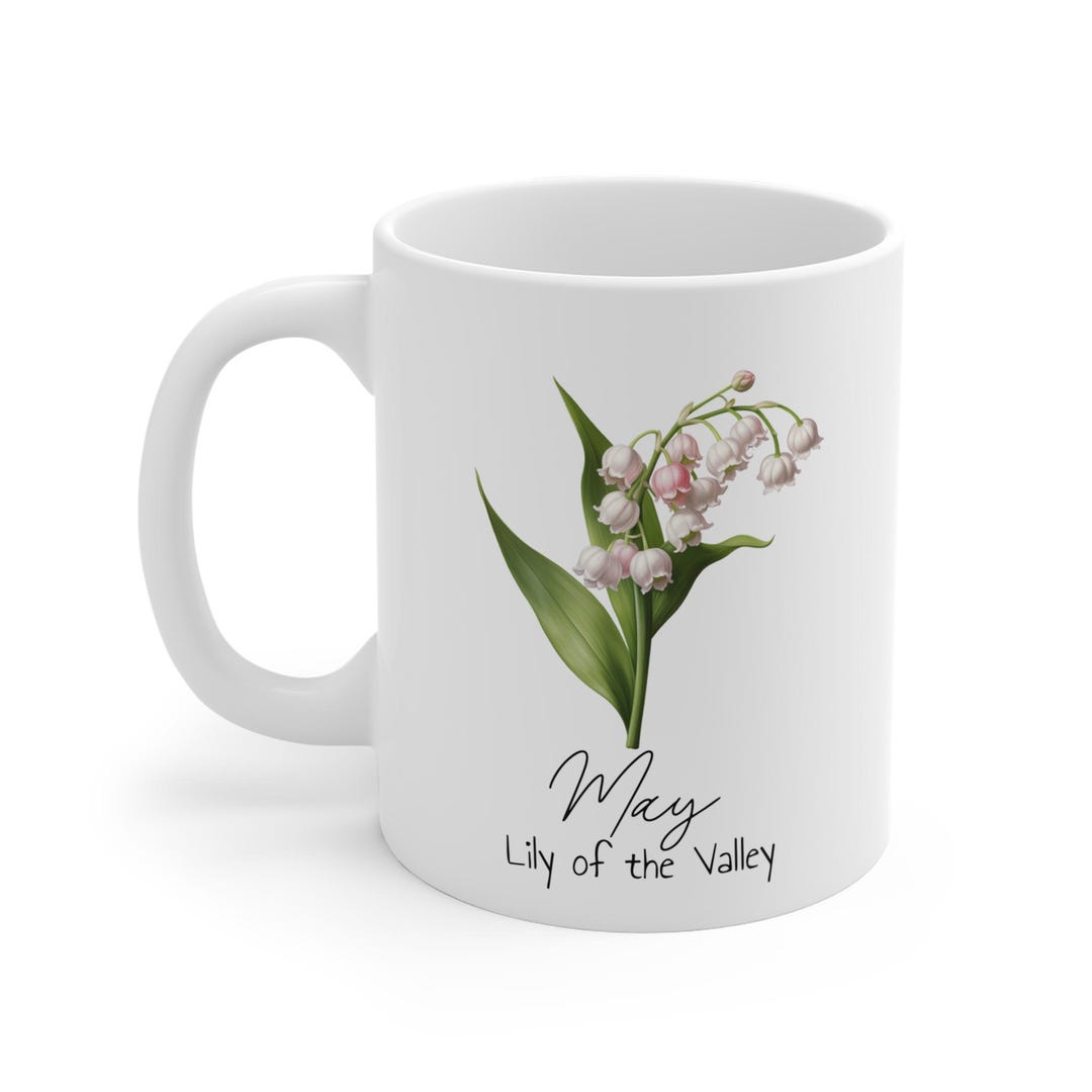 May Birth Flower Mug, Lily of the Valley Flower Mug, Personalized Birth ...