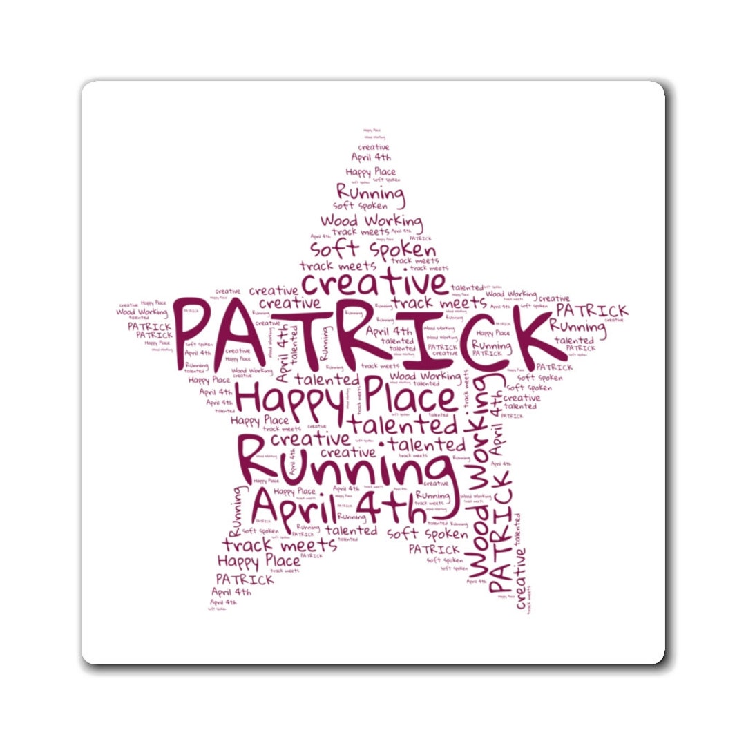 Imanes personalizados, imán de nube de palabras, mostrar sus rasgos ...