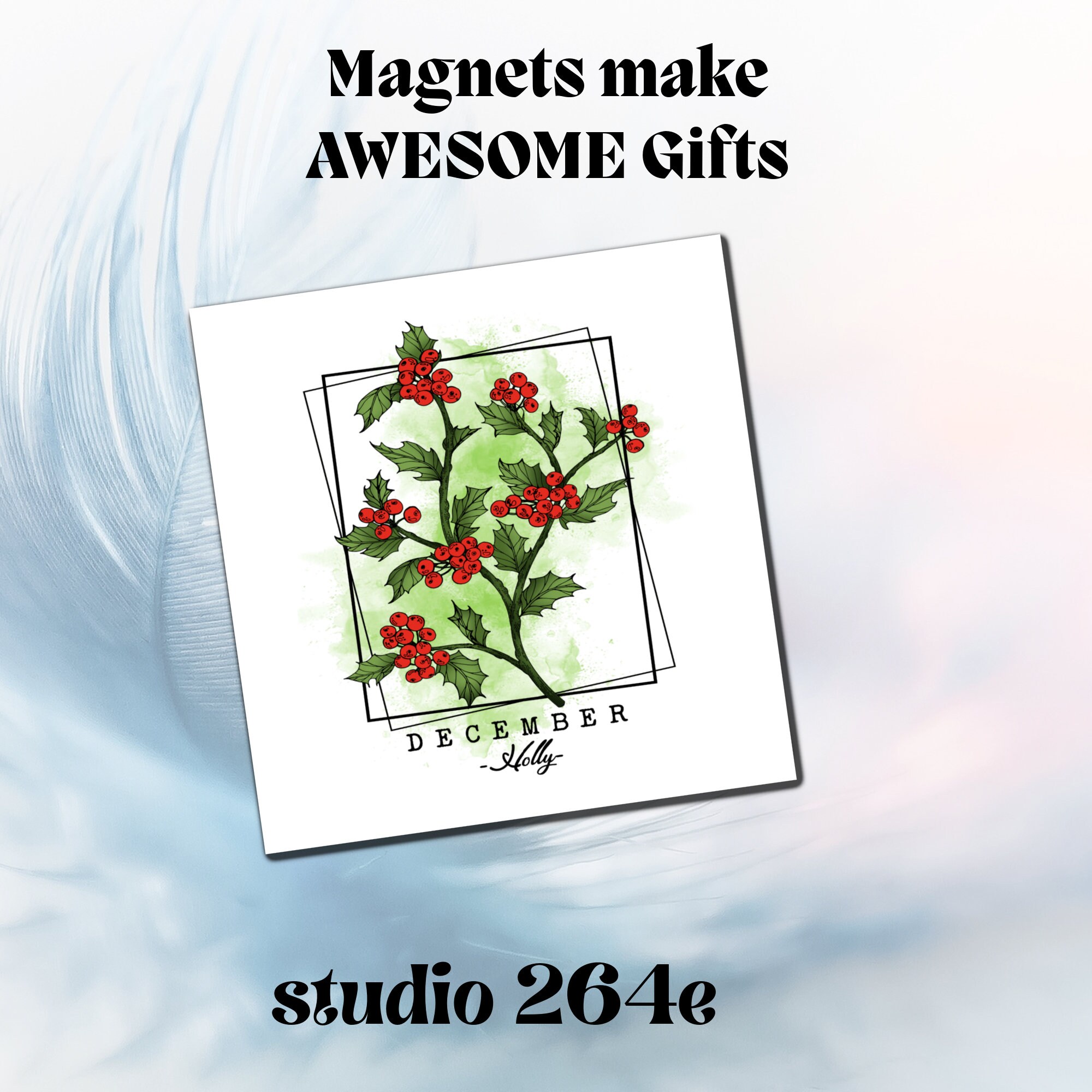 Magnet for December Birth Flower Magnet, Holly Magnet Birth Mont Gift ...