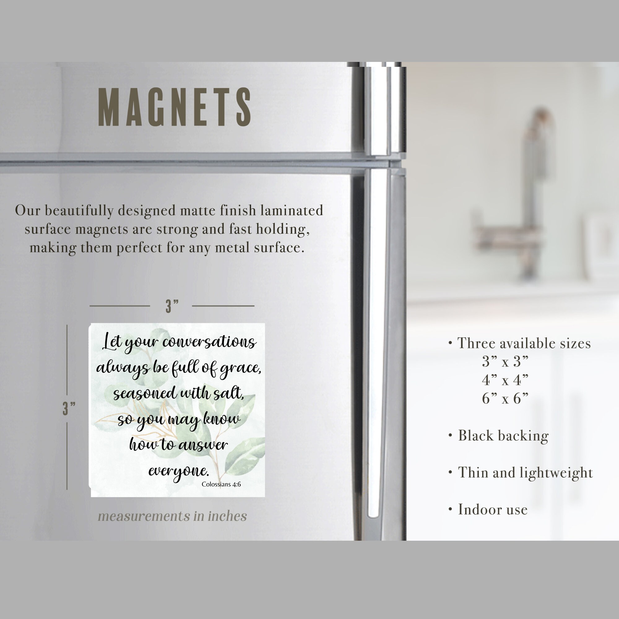 Spiritual 'grace & Salt' Magnet, Tranquil Bible Verse Decor, Uplifting ...