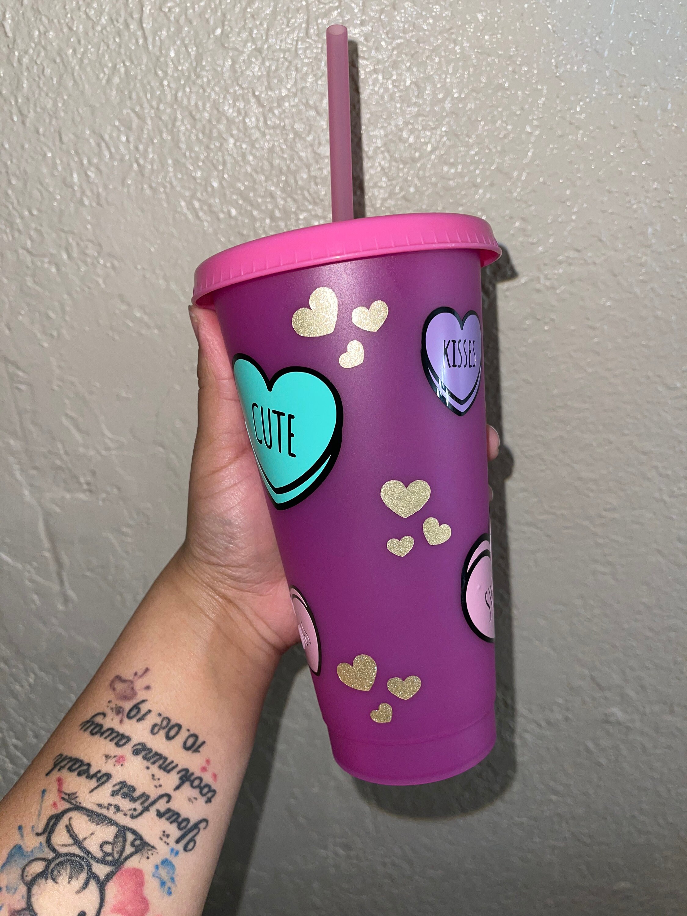 Valentine Day Conversation Heart Cold Cup - Etsy.de