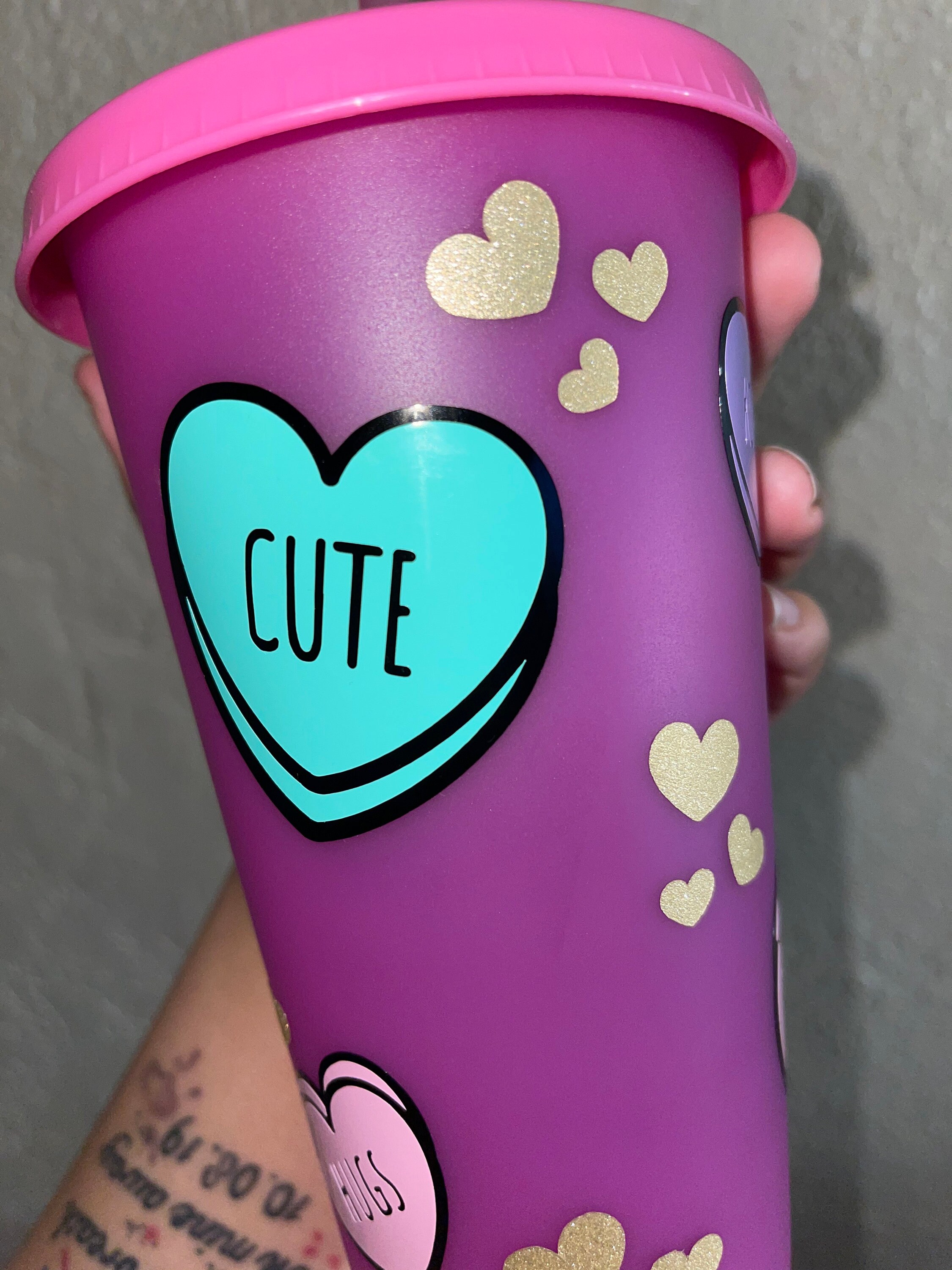 Valentine Day Conversation Heart Cold Cup - Etsy.de