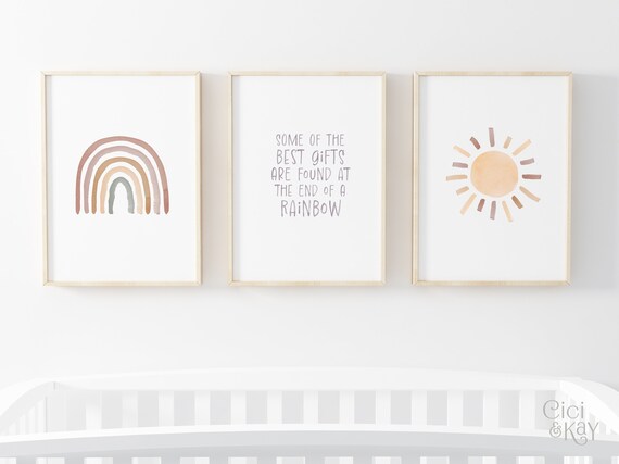 Muted Rainbow Set Set of 3 Rainbow Baby Rainbow Nursery | Etsy