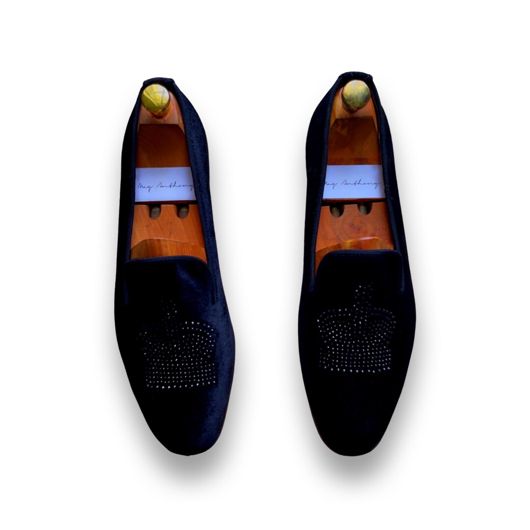 Bedazzled Black Crown Slippers Loafers by May Anthony - Etsy