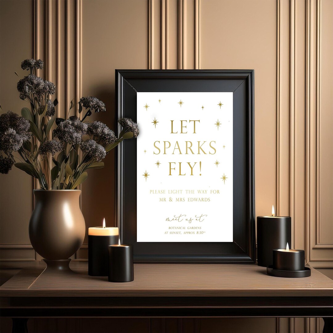 Sparkler Wedding Sign Let Sparks Fly, Photographs, Modern, Bespoke ...