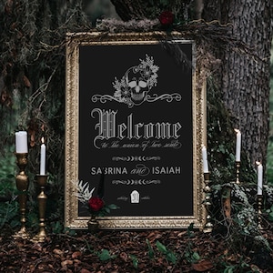 Welcome Wedding Sign Into the Night, Gothic, Skull, Welcome to the ...