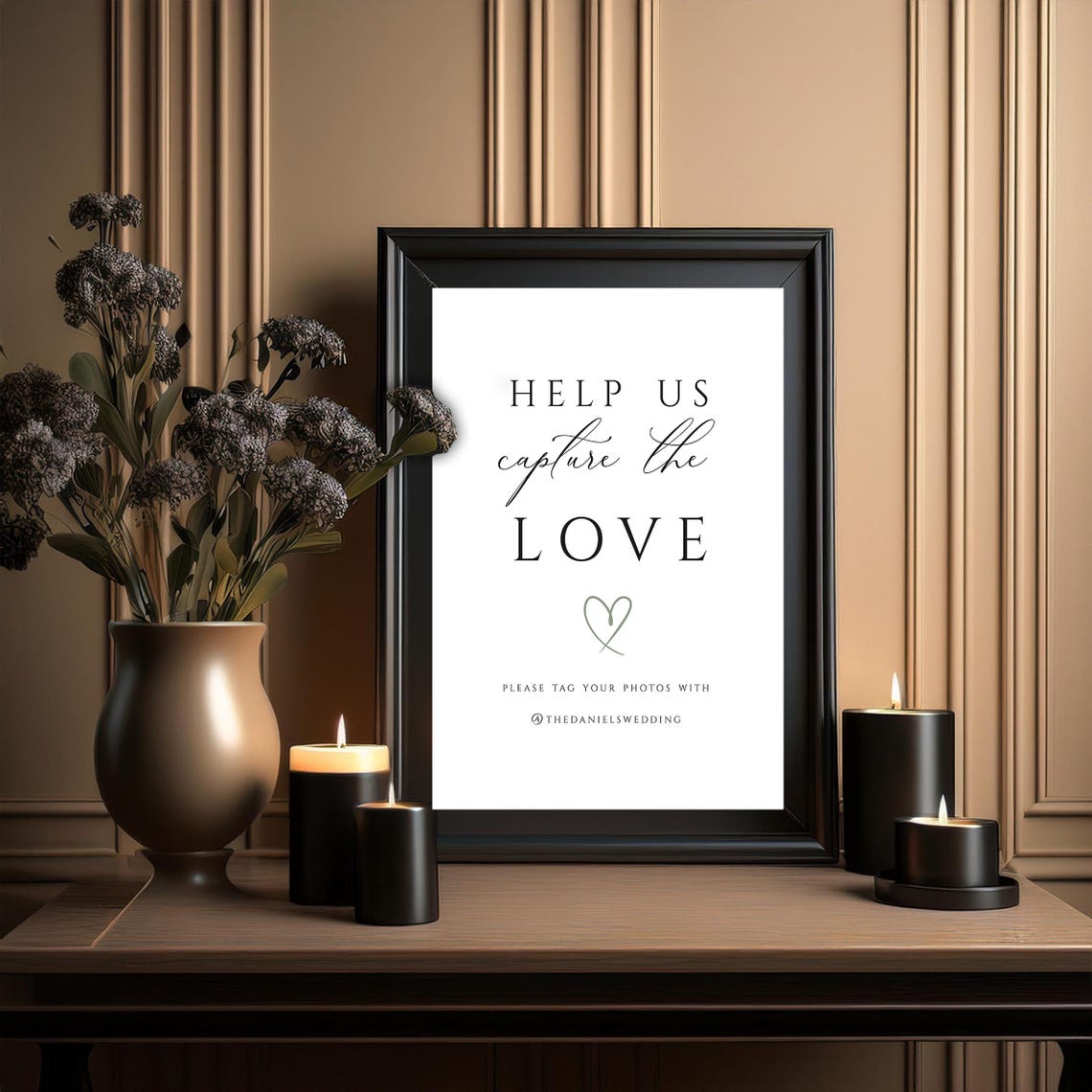 Photo Props Wedding Sign - Capture the Love, Selfie, Tag, Heart ...