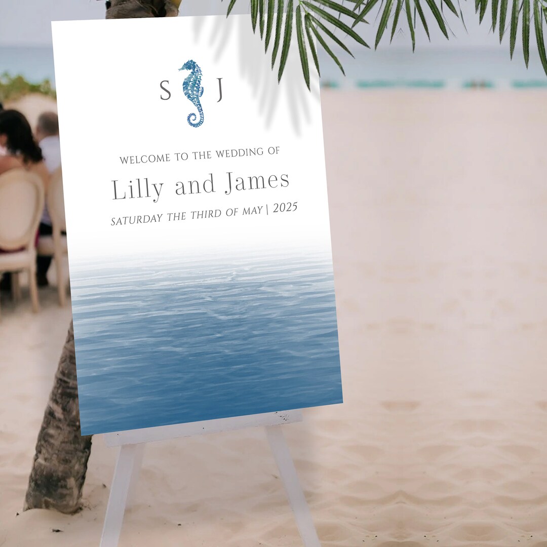 Welcome Wedding Sign Nautical Nuptials, Happily Ever After, Modern ...