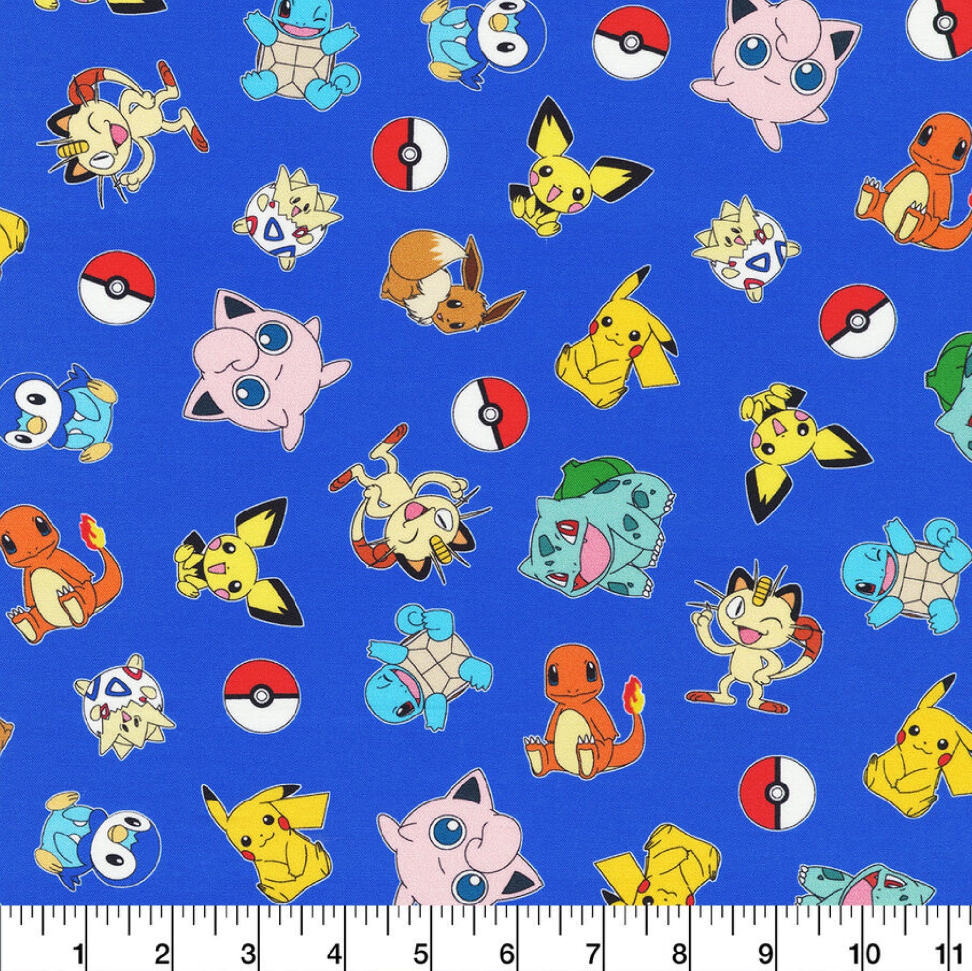 Pokemon Fabric by the Yard Pokemon Friends Tossed Pokeball - Etsy Denmark