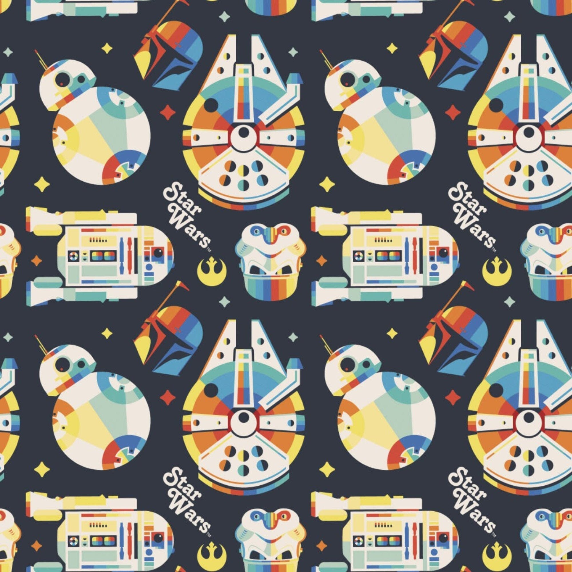 Star Wars Fabric By The Yard Retro Throwback Print 100% | Etsy