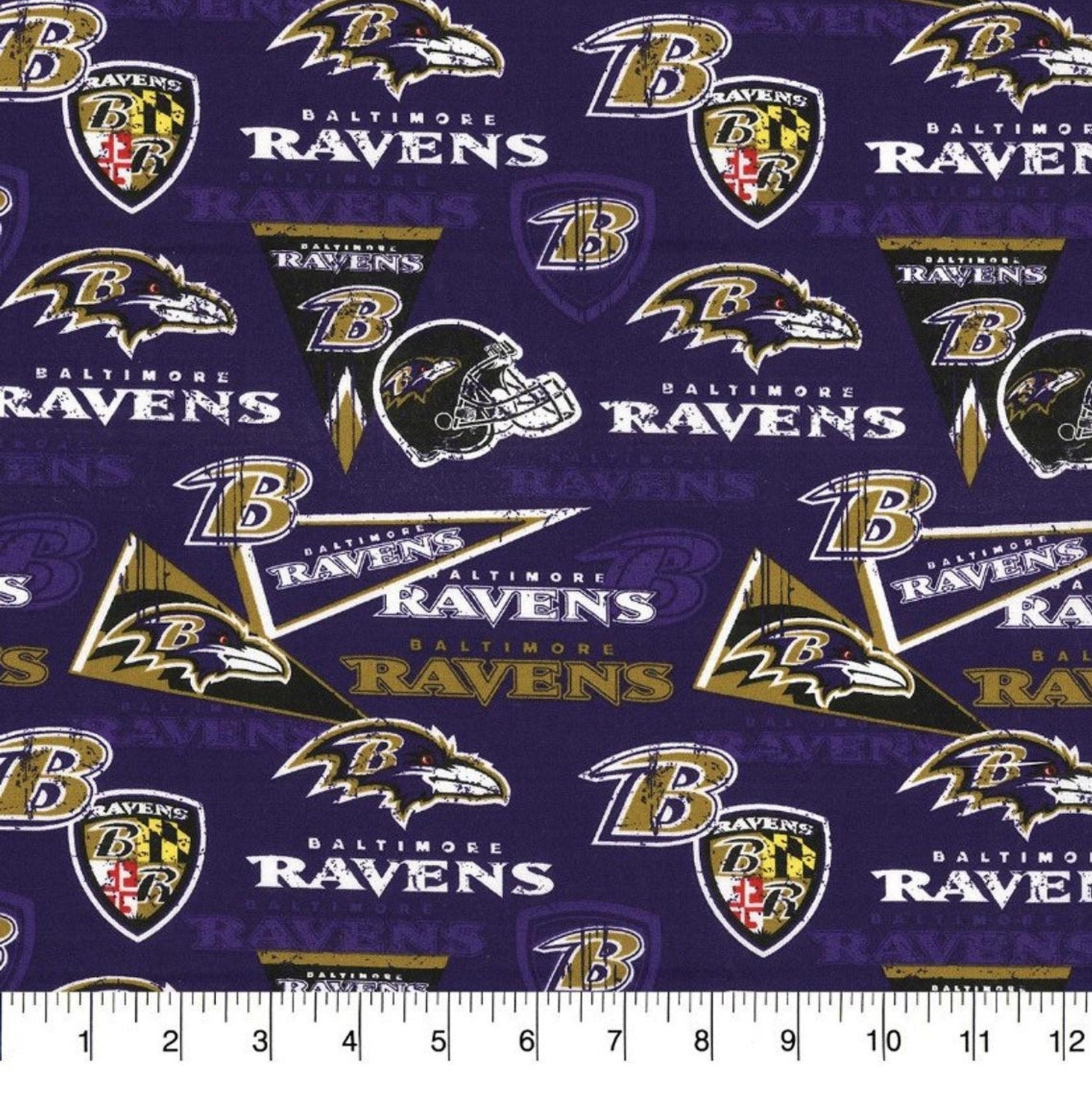 Baltimore Ravens Fabric By The Yard NFL Licensed Logo Prints | Etsy