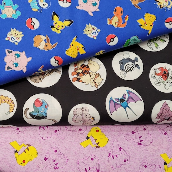 Pokemon Fabric by the Yard Pokemon Friends Tossed Pokeball | Etsy Denmark