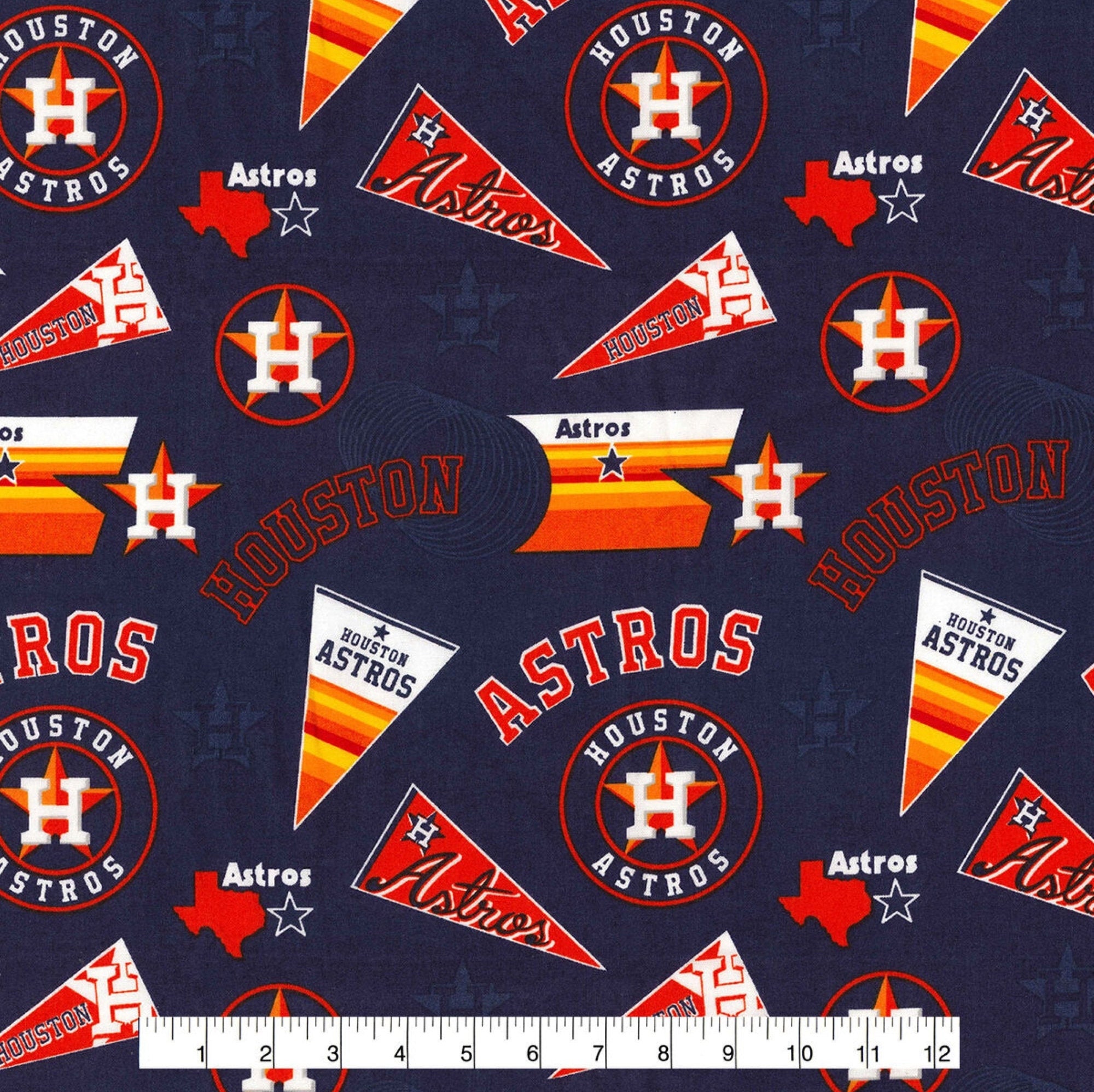 Houston Astros Fabric By The Yard MLB Logo Prints 100% | Etsy