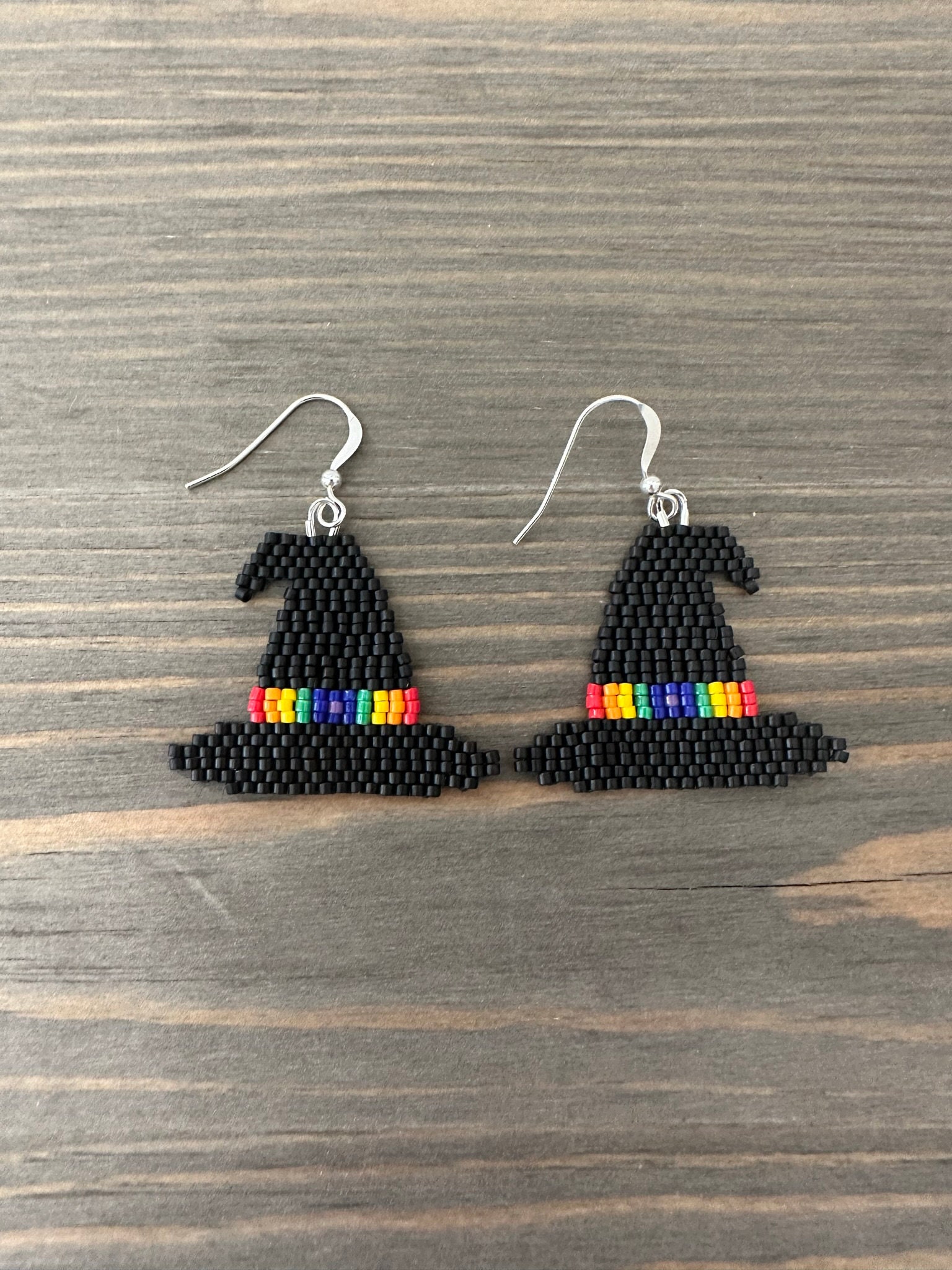 Beaded Witch Hat Earrings, Miyuki Delica Seed Beads - Etsy