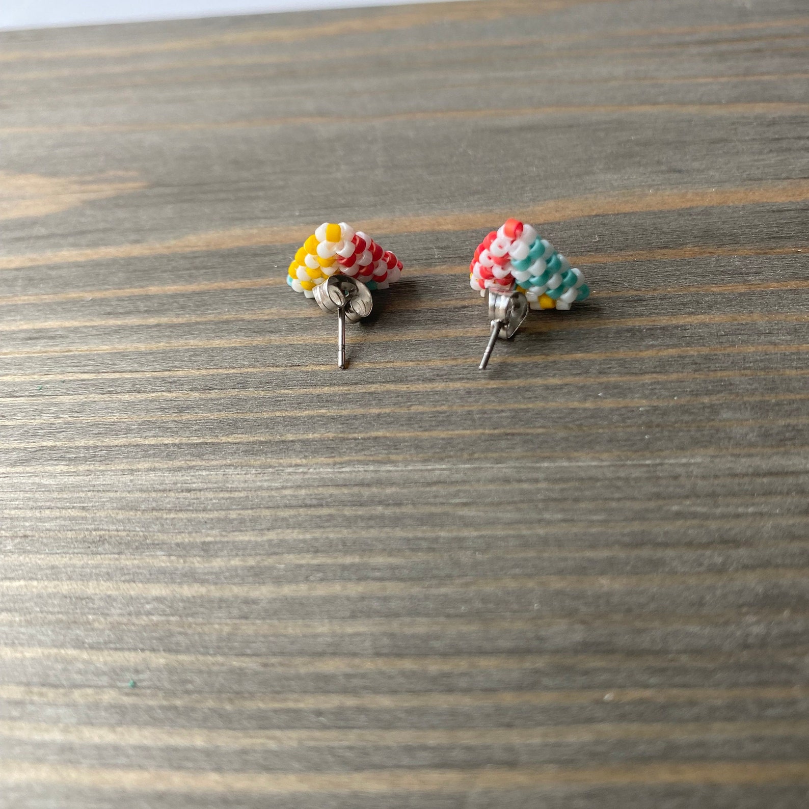 Small Triangle Seed Bead Stud Earrings - Etsy