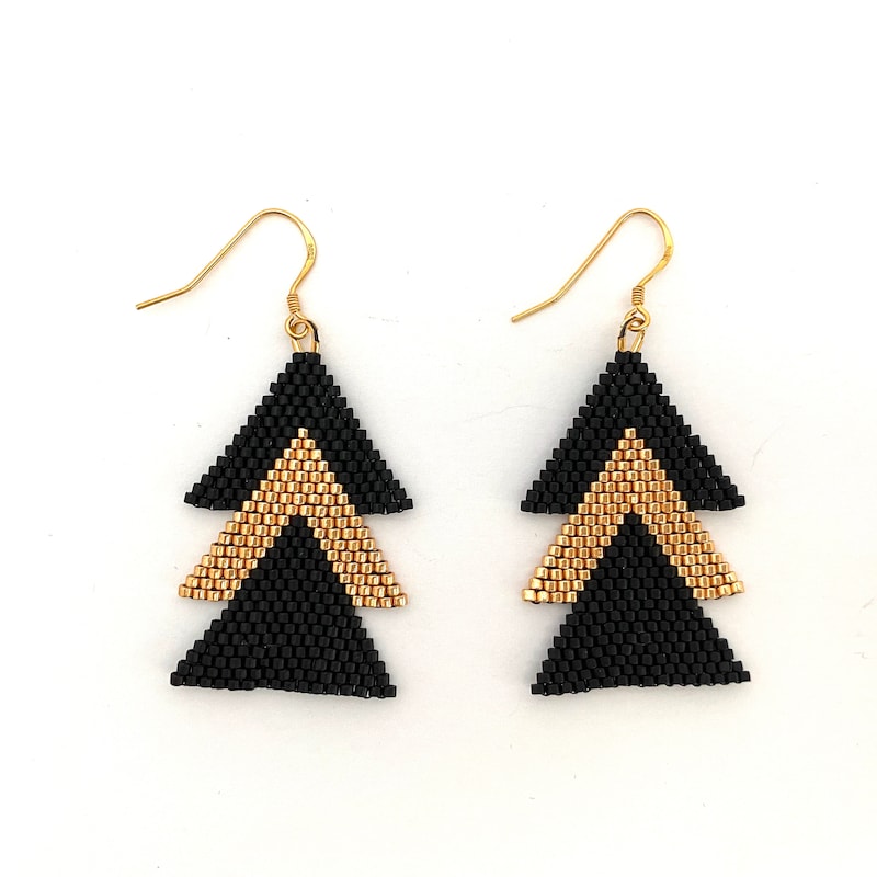 Beaded Triangle Earrings - Etsy