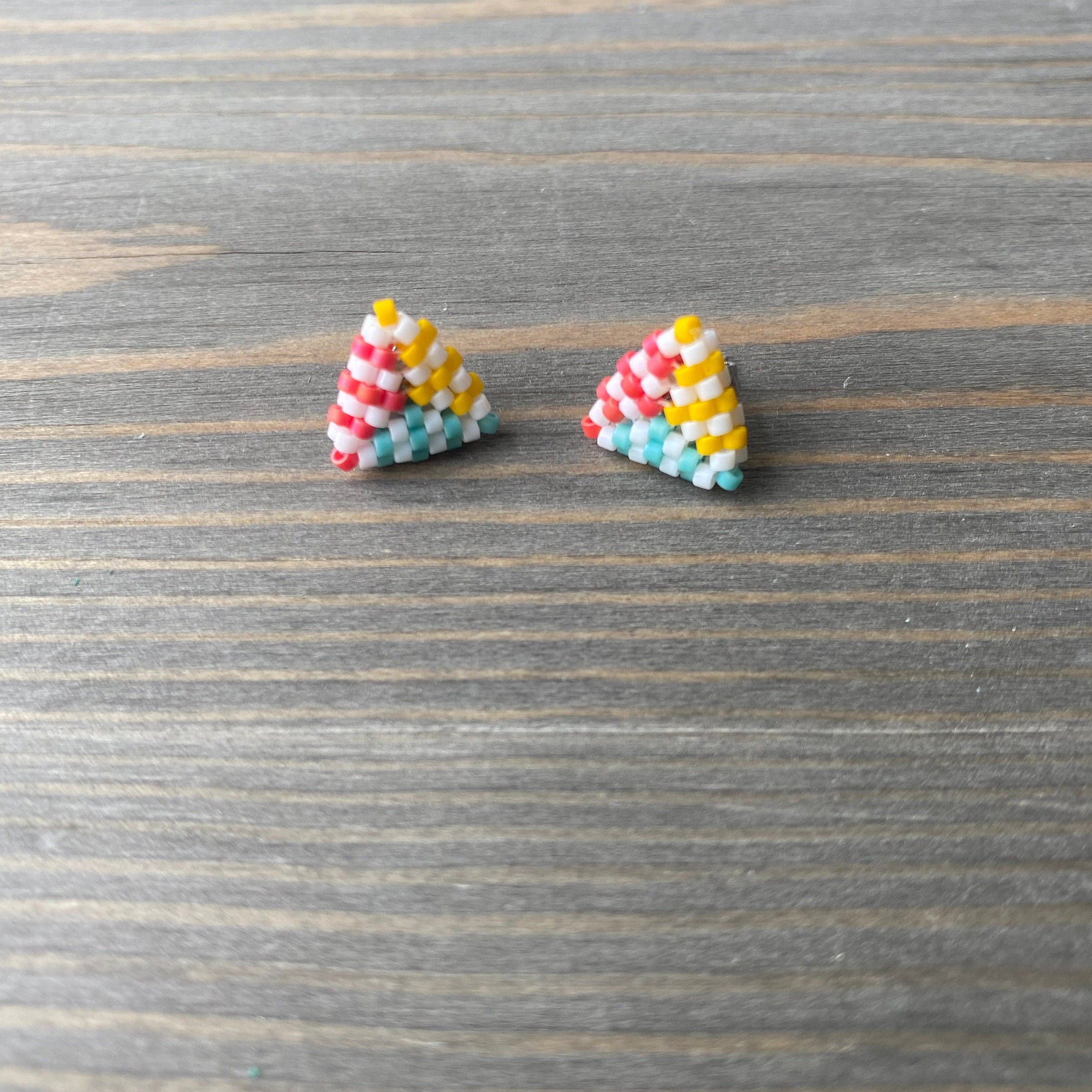 Small Triangle Seed Bead Stud Earrings - Etsy