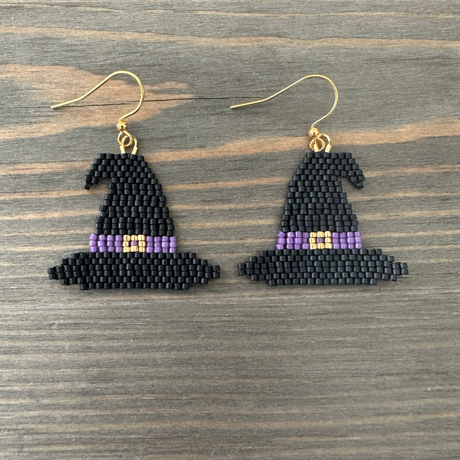 Beaded Witch Hat Earrings, Miyuki Delica Seed Beads - Etsy