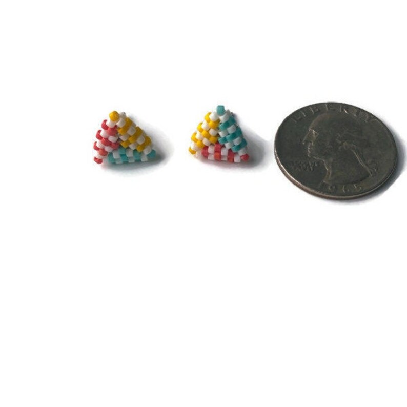 Small Triangle Seed Bead Stud Earrings - Etsy