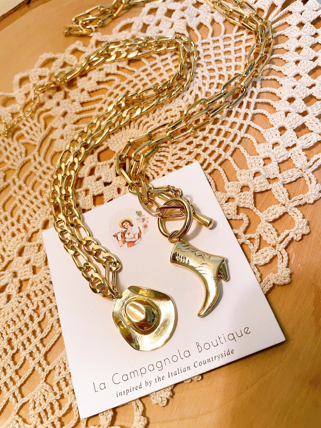 Western Cowgirl Boot & Hat Necklaces Country Necklace - Etsy