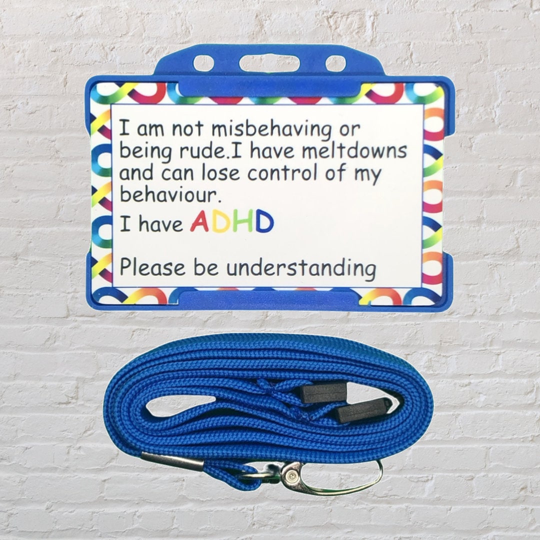 ADHD Awareness Card & Lanyard - 10 Colours Available - Etsy