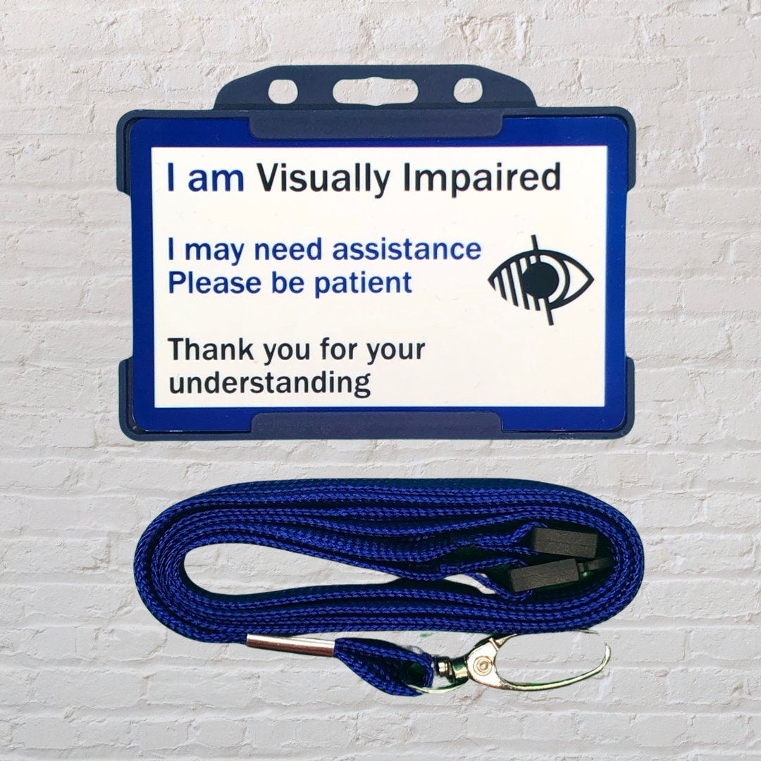 I Am Visually Impaired Disability Awareness ID Card and Lanyard - Etsy UK