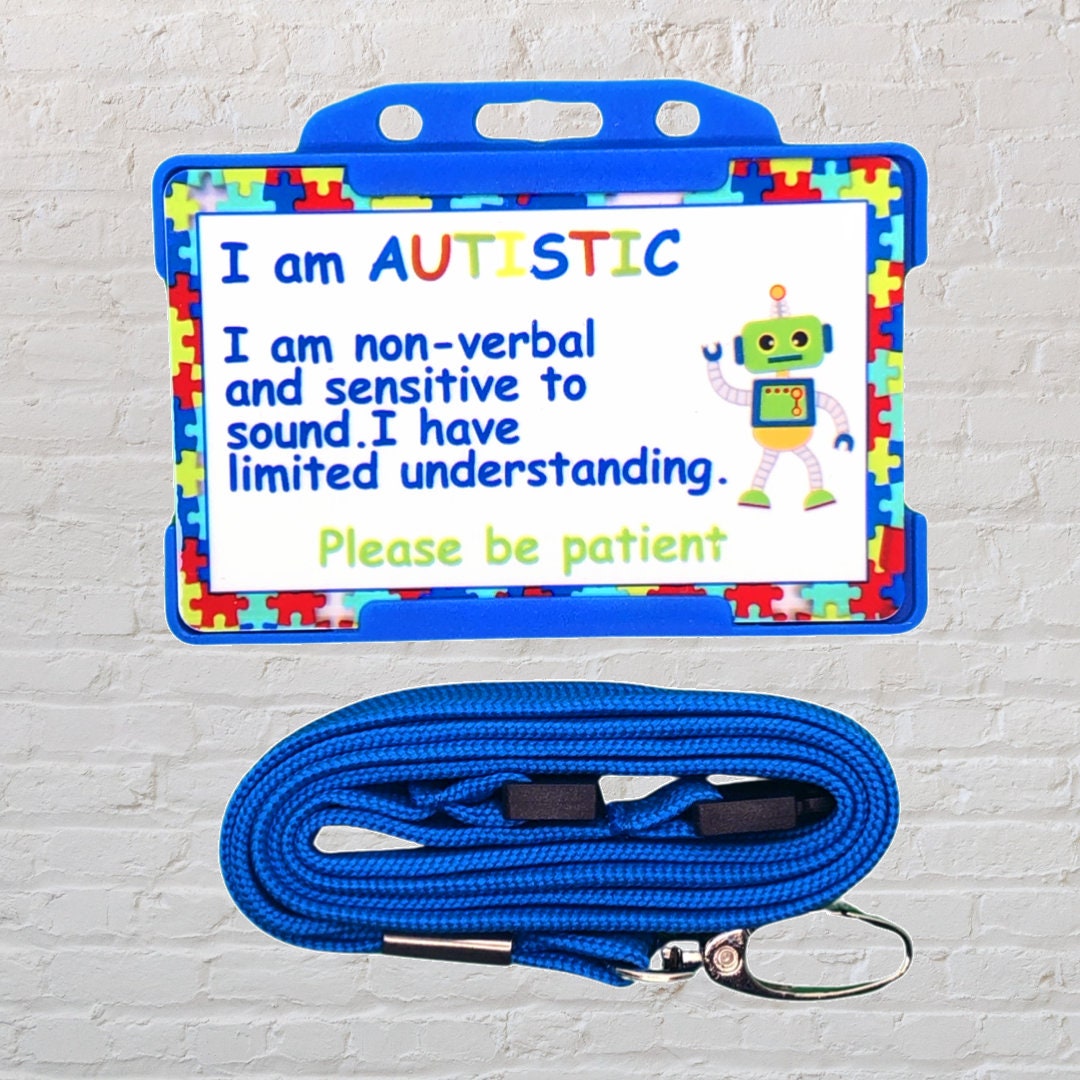 I Am Autistic and Non Verbal - Hidden Disability Autism Awareness ID ...