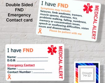 FND Card, FND Medical Alert ID Card for Wallet, Fnd Awareness Gift ...
