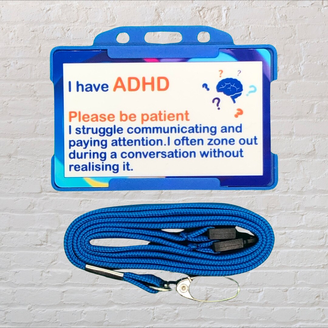 ADHD Awareness Card & Lanyard - 10 Colours Available - Etsy
