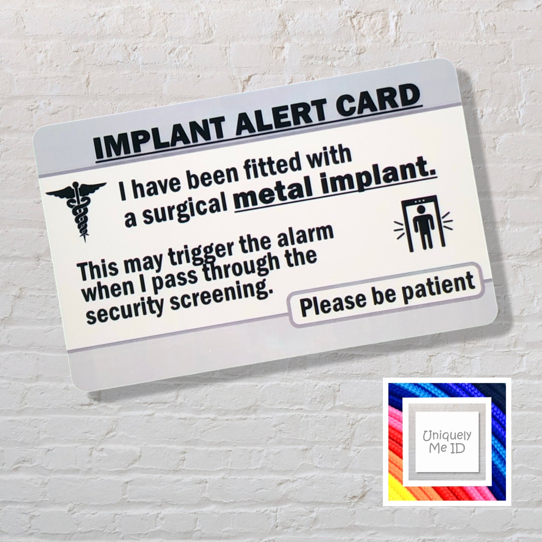 Hidden Health Condition Surgical Metal Implant Alert Card - Etsy