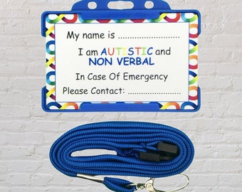 I Am Autistic and Non Verbal Hidden Disability Autism Awareness ID Card ...