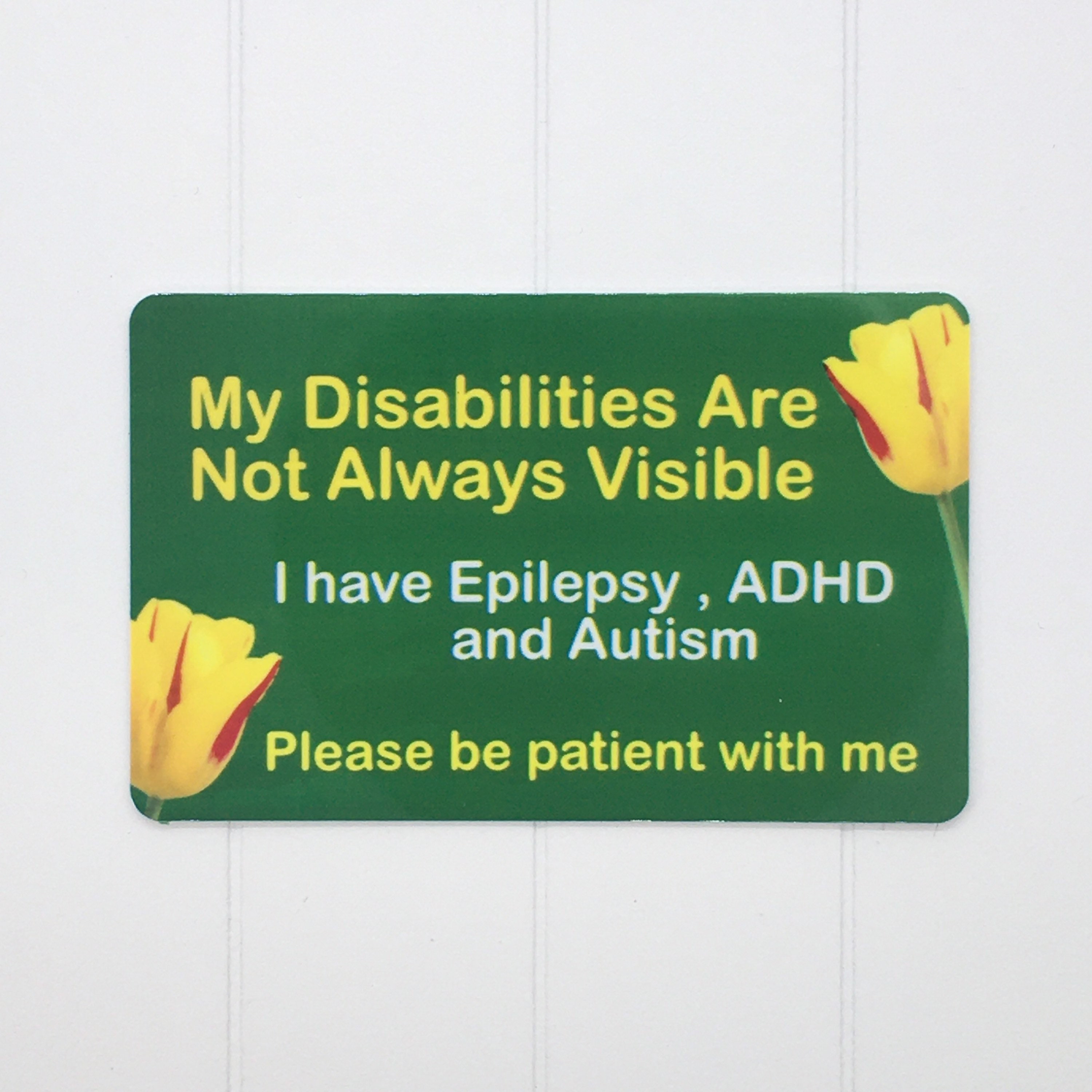 Hidden Health Condition Disability ID Awareness Card Epilepsy,autism ...