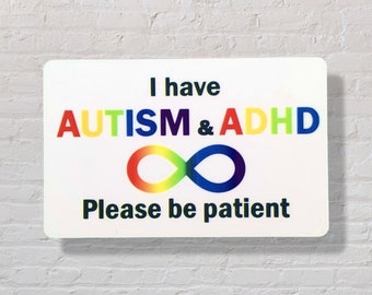 Autism Adhd Disability ID Medical Alert Card I Have Autism Adhd ...
