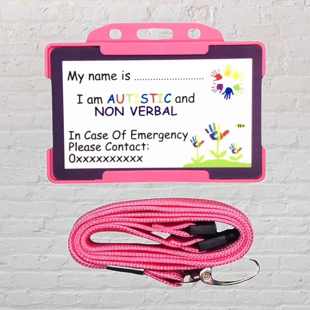 Autism and Non Verbal I.C.E Awareness Card and Lanyard - Etsy