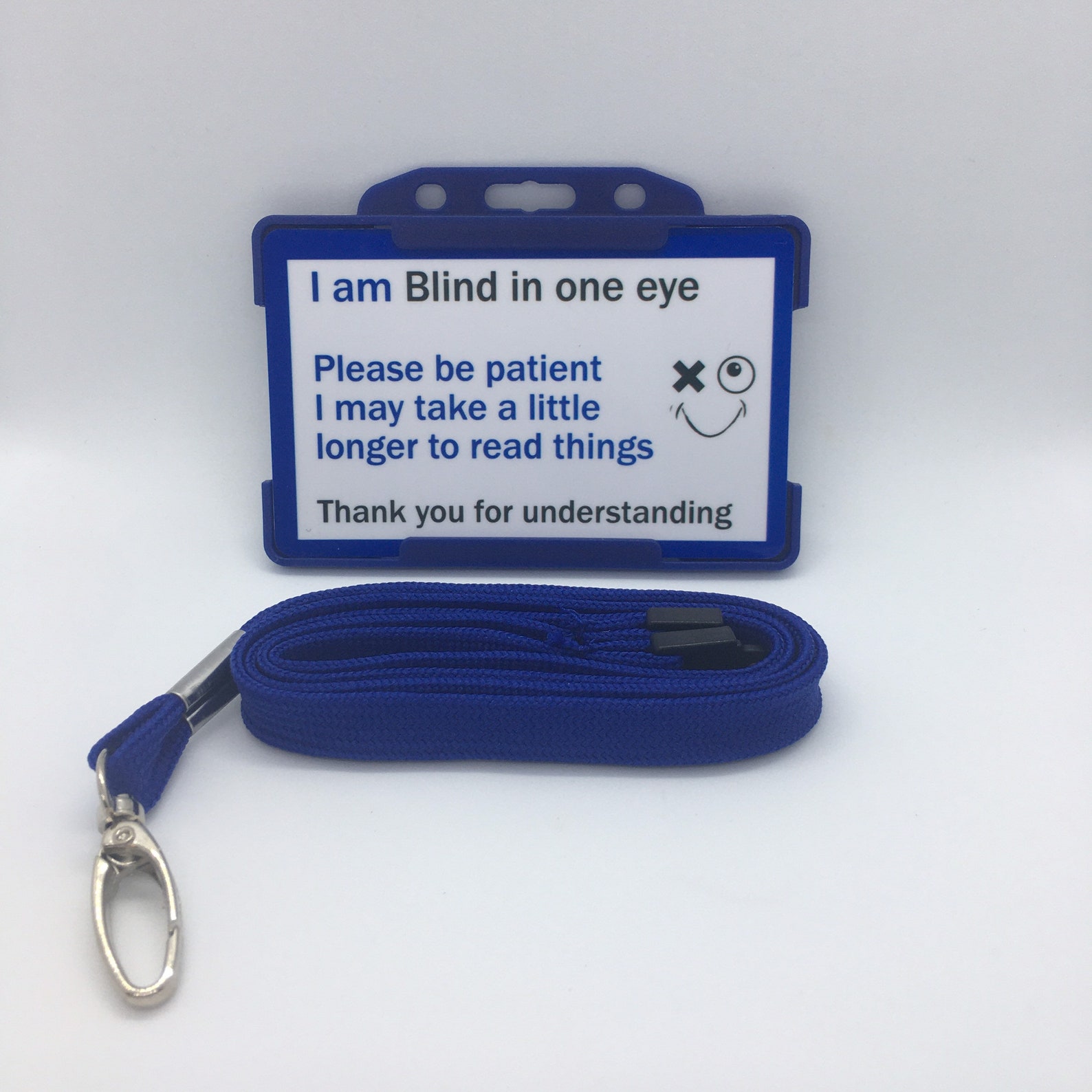 I Am Blind in One Eye Disability Awareness ID Card and Lanyard - Etsy UK