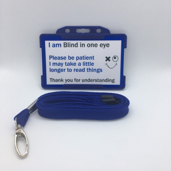 I Am Blind in One Eye Disability Awareness ID Card and Lanyard - Etsy UK