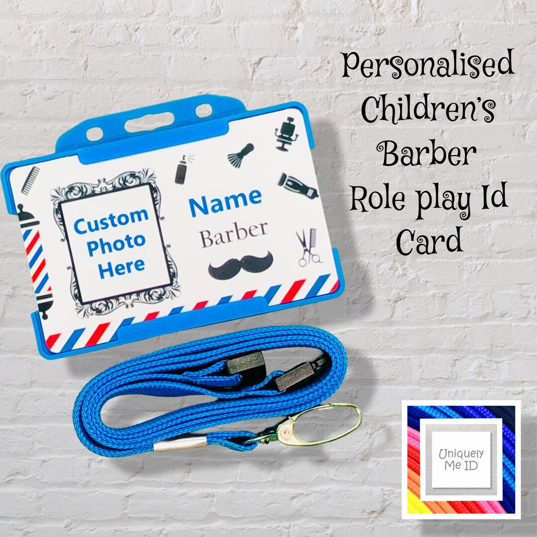 Children’s Barber Pretend Play ID Card Personalised Photo Novelty - Etsy