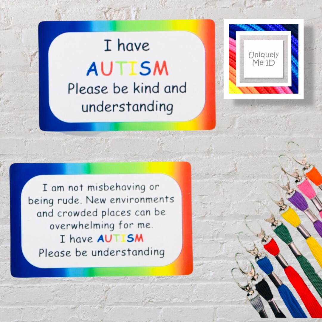 Autism Awareness Double Sided Hidden Disability ID Card and Lanyard - Etsy